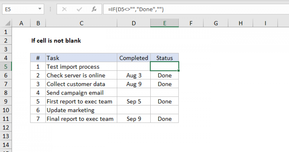 If Cell Is Not Blank Excel Formula Exceljet